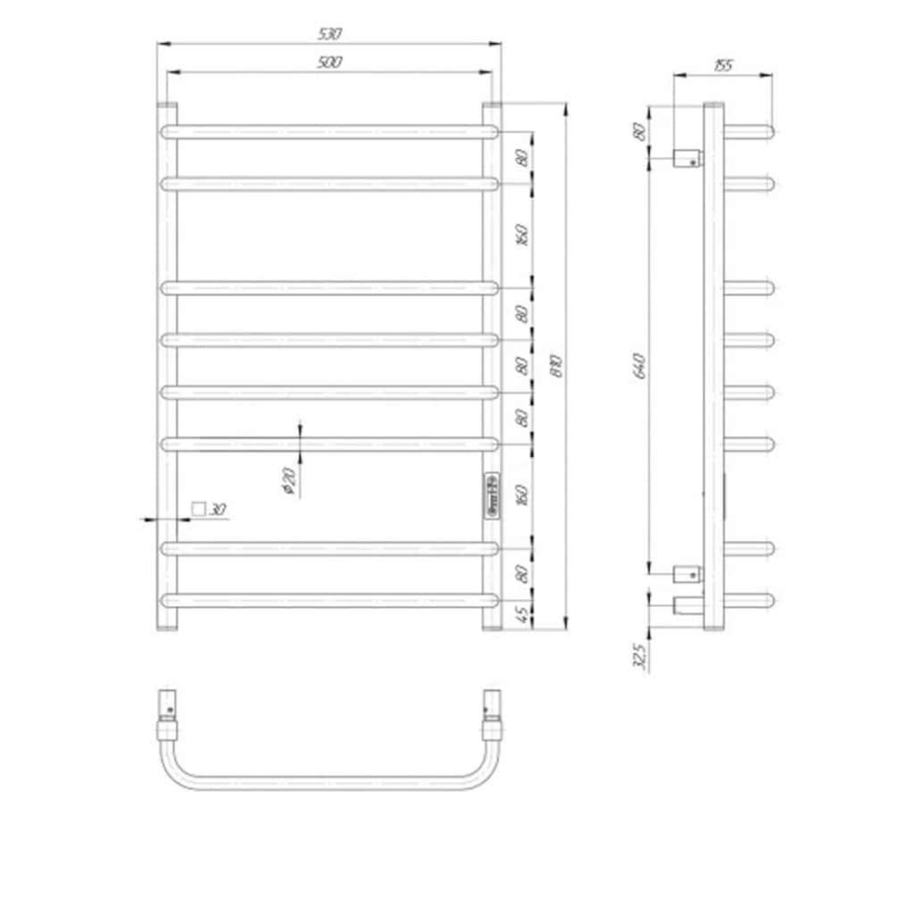 Calorifer baie uscator prosop cu apa Cascada 10 elementi, Inox - OptimClima